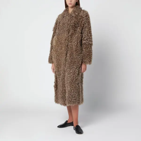 ARMA Olive Beige Cristina Shearling Coat - Green
