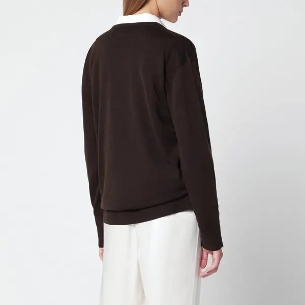 TOTEME V-neck Sweater In Lyocell And Cashmere - Brown