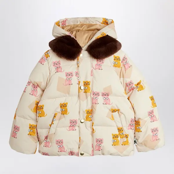 MINI RODINI Padded Jacket With Kitten Print - Multicolor
