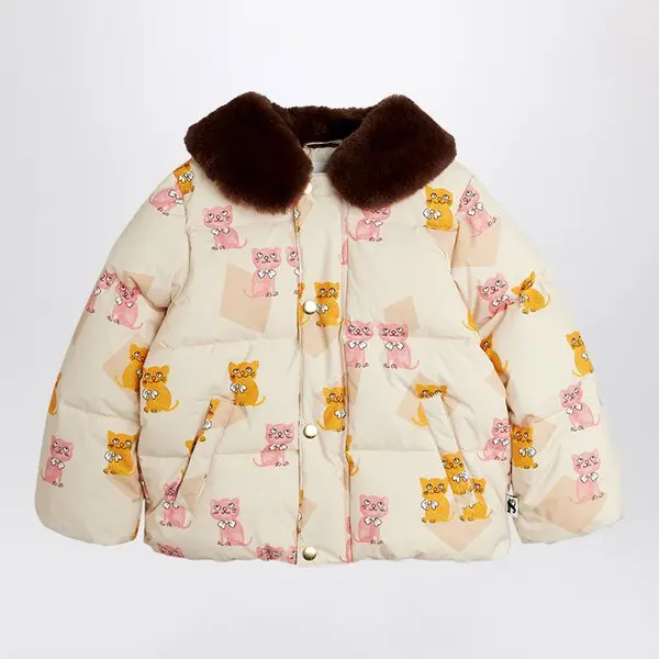 MINI RODINI Padded Jacket With Kitten Print - Multicolor
