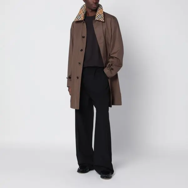 Burberry Cotton Trench Coat With Check Collar