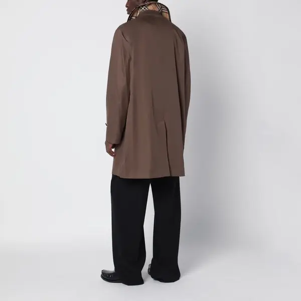 Burberry Cotton Trench Coat With Check Collar