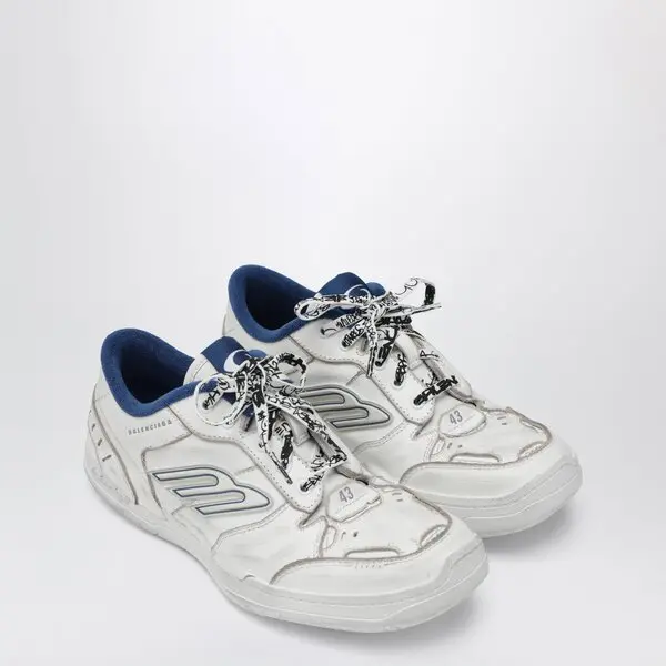 Balenciaga Blue Hamptons Worn-out Sneakers - White