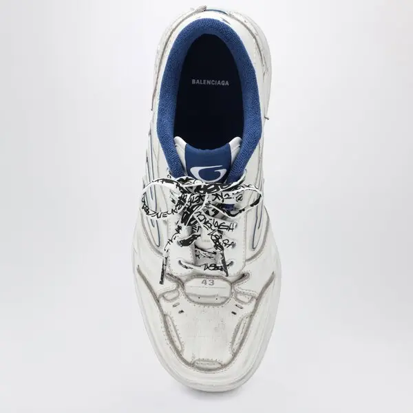 Balenciaga Blue Hamptons Worn-out Sneakers - White
