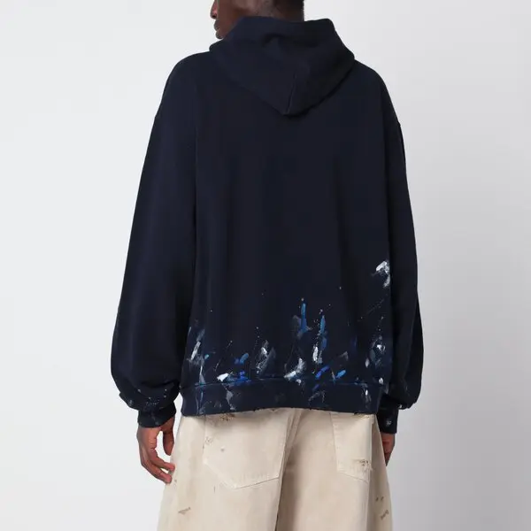 Balenciaga Navy Zip-up Sweatshirt With Paint-stain Effect