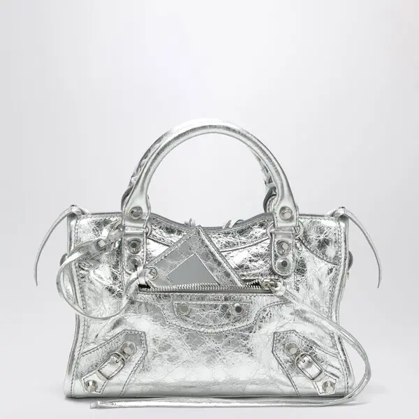 Balenciaga Silver Le City Mini Bag In Metallic Leather