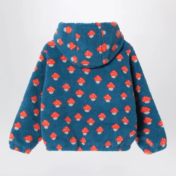 TINYCOTTONS Blue Fleece Jacket With Mushroom Pattern