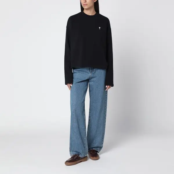 AMI Paris De Coeur Sweatshirt In /cream Cotton