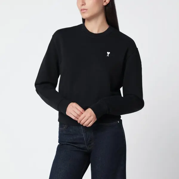 AMI Paris De Coeur Crew-neck Sweatshirt - Black