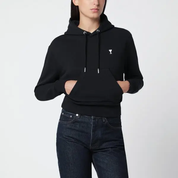 AMI Paris De Coeur Hooded Sweatshirt - Black