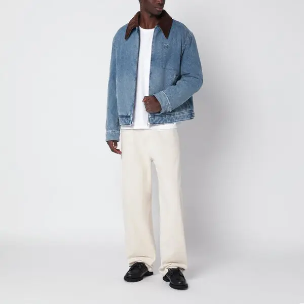 AMI Paris Faded-effect De Coeur Denim Jacket - Blue