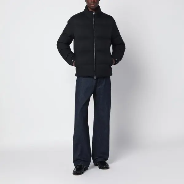 Zegna Navy Zip-up Down Jacket - Blue