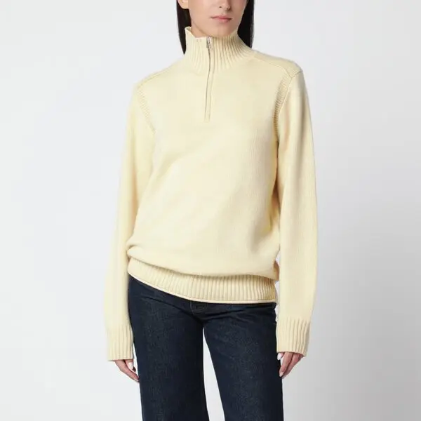 Guest In Residence Butter-colored Turtleneck Sweater With Half-zip