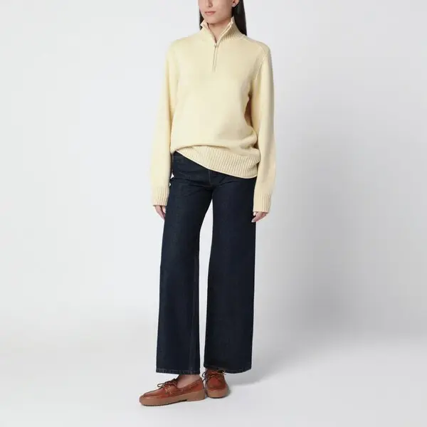 Guest In Residence Butter-colored Turtleneck Sweater With Half-zip