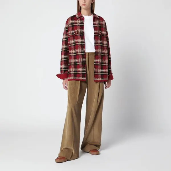 Guest In Residence Carminio Red Plaid Work Checkered Shirt In Cashmere