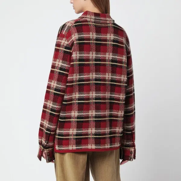 Guest In Residence Carminio Red Plaid Work Checkered Shirt In Cashmere