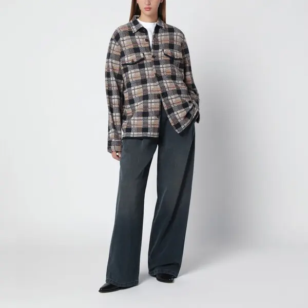 Guest In Residence Camel-colored Plaid Work Checkered Shirt In Cashmere