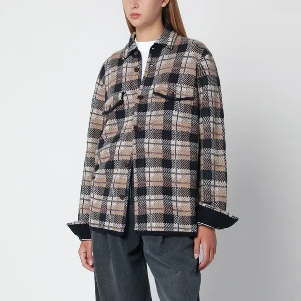Guest In Residence Camel-colored Plaid Work Checkered Shirt In Cashmere - Multicolor