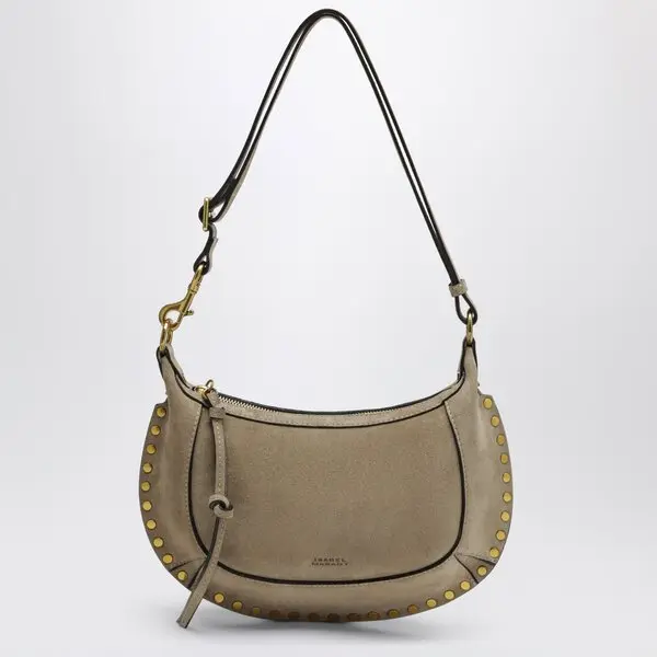 Isabel Marant Étoile Oskan Moon Shoulder Bag In Smoky Taupe Suede - Beige