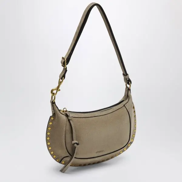 Isabel Marant Étoile Oskan Moon Shoulder Bag In Smoky Taupe Suede - Beige