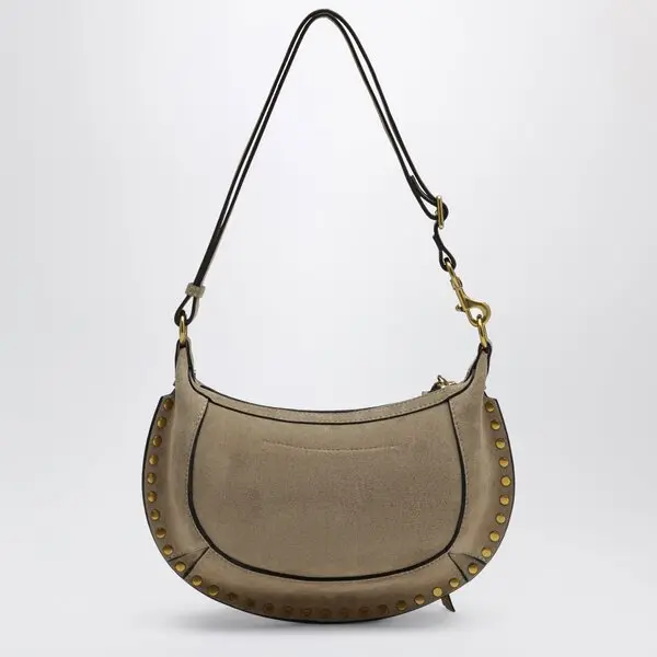 Isabel Marant Étoile Oskan Moon Shoulder Bag In Smoky Taupe Suede - Beige