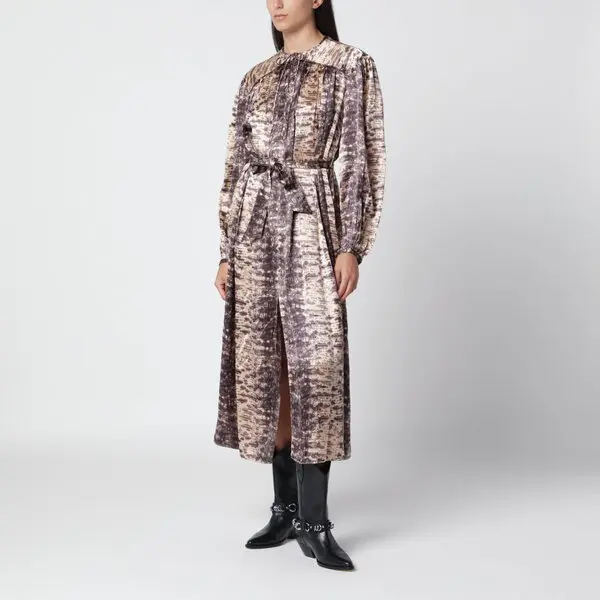 Isabel Marant Étoile Silk Midi Dress With Belt - Beige