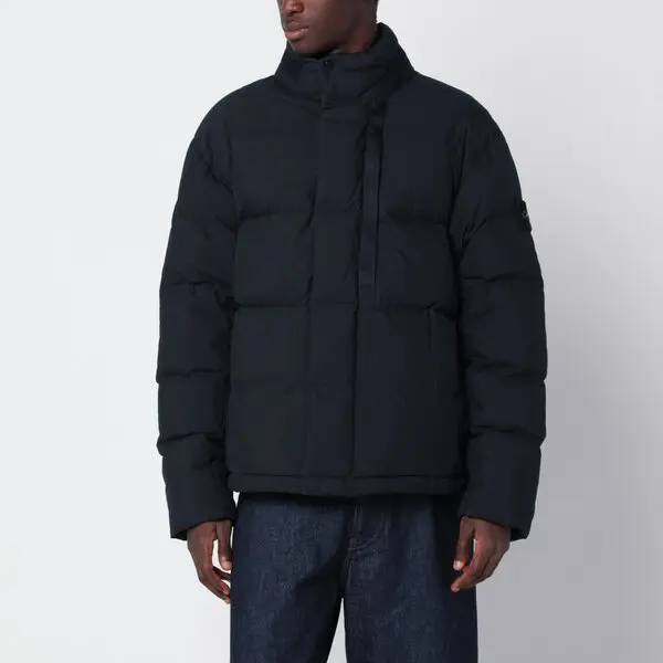 Stone Island Navy Down Jacket In Cotton And Nylon