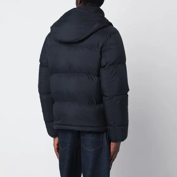 Stone Island Navy Zip-up Down Jacket In Ripstop Nylon - Blue