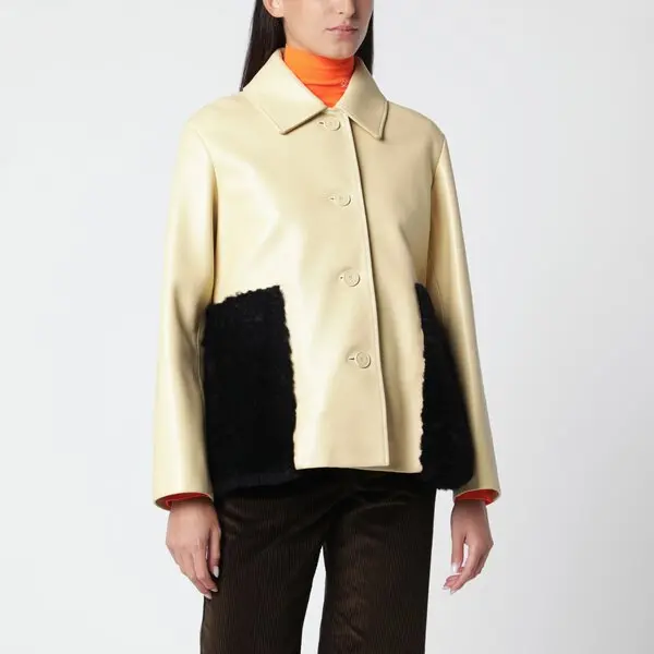 Loewe Light /black Lambskin Nappa Leather Jacket - Yellow