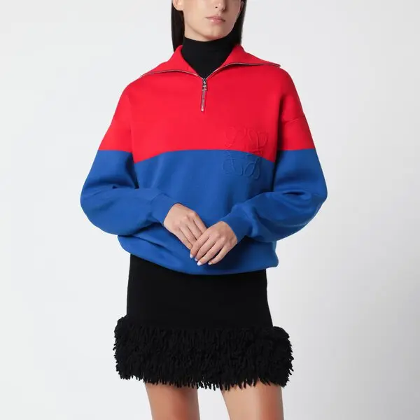 Loewe Two-tone And Blue Cotton Sweatshirt - Red