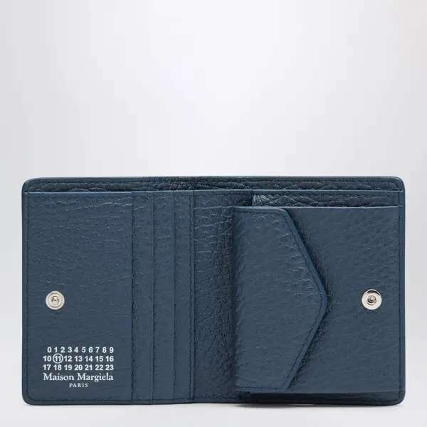 MAISON MARGIELA Four Stitches Dark Leather Card Holder - Blue