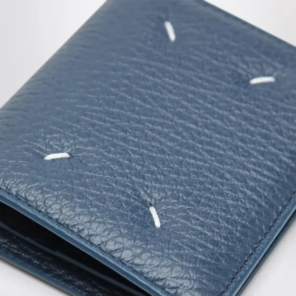 MAISON MARGIELA Four Stitches Dark Leather Card Holder - Blue