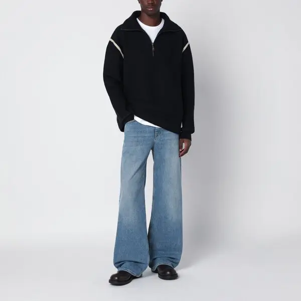 MAISON MARGIELA Wool Sweater With Elbow Patches - Blue