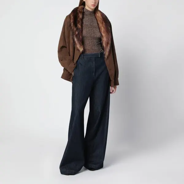 MAISON MARGIELA Suede-effect Jacket With Faux Fur Collar