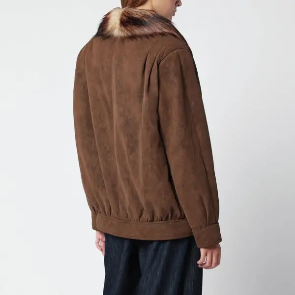 MAISON MARGIELA Suede-effect Jacket With Faux Fur Collar