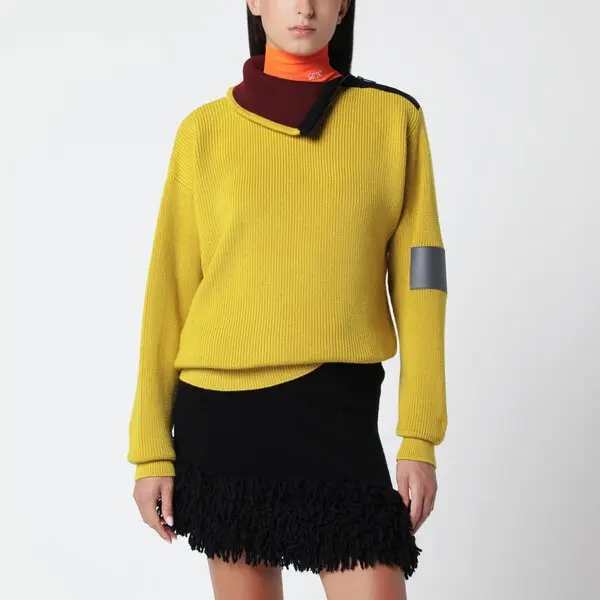 Loewe Olive Wool Sweater With Zip Detail - Green
