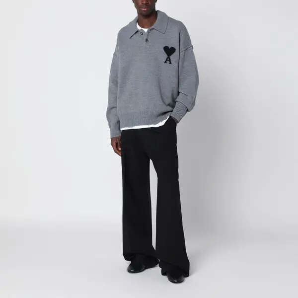 AMI Paris De Coeur Wool Polo Sweater