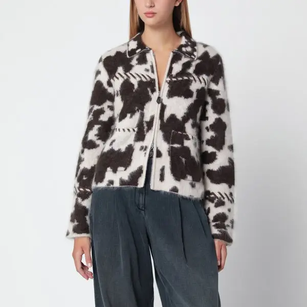 Guest In Residence Cashmere Zip-up Jacket With Cow Print - Multicolor