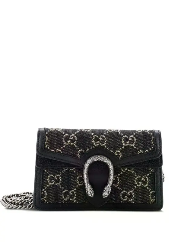 Gucci Dionysus Bag Gg Denim Super Mini Crossbody Bag - Black