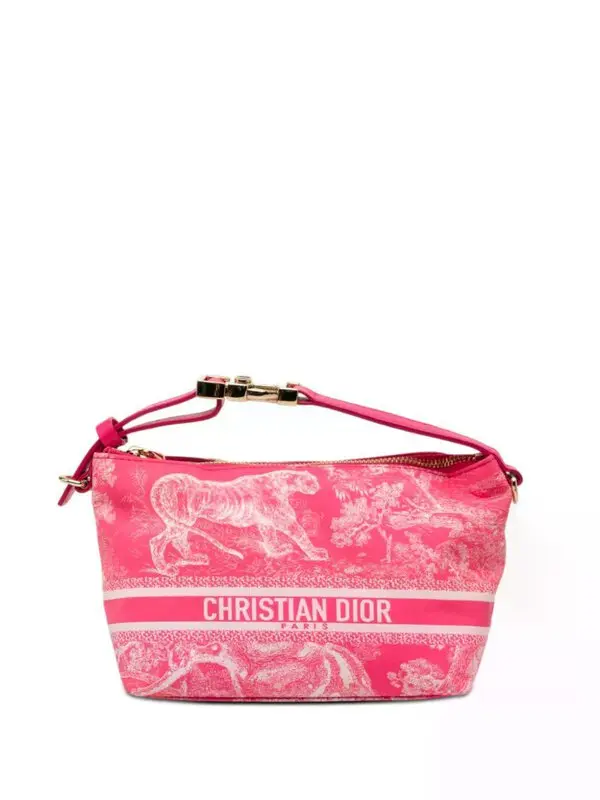 Dior 2022 Small Technical Fabric Toile De Jouy Reverse Diortravel Nomad Pouch Handbag - Pink