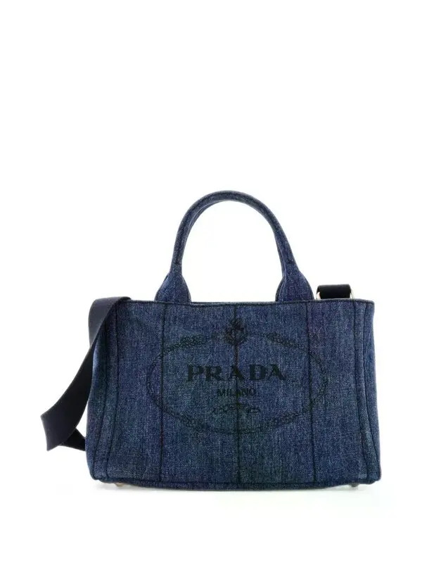 Prada Canapa Convertible Denim Mini Tote Bag