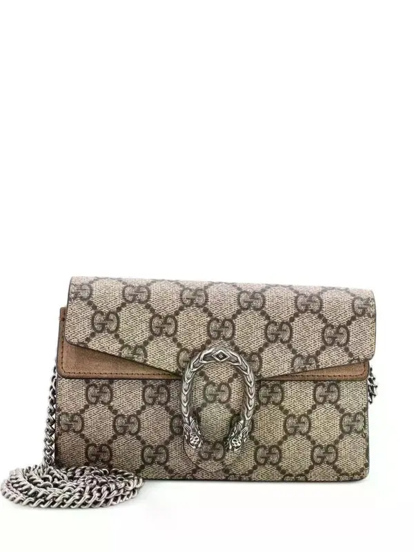 Gucci Dionysus Bag Gg Coated Canvas Super Mini Crossbody Bag - Brown