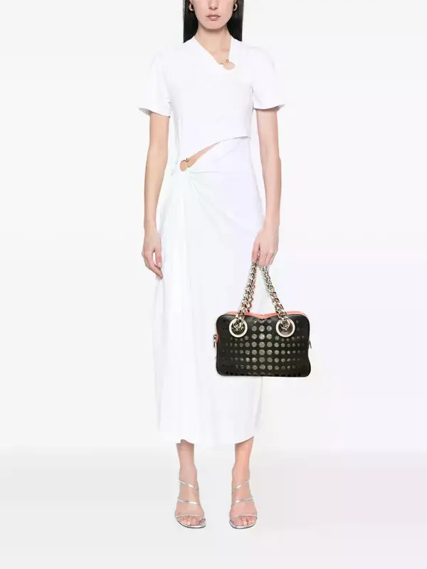 Prada 2013-2026 Perforated Leather City Fori Chain Handbag - Black