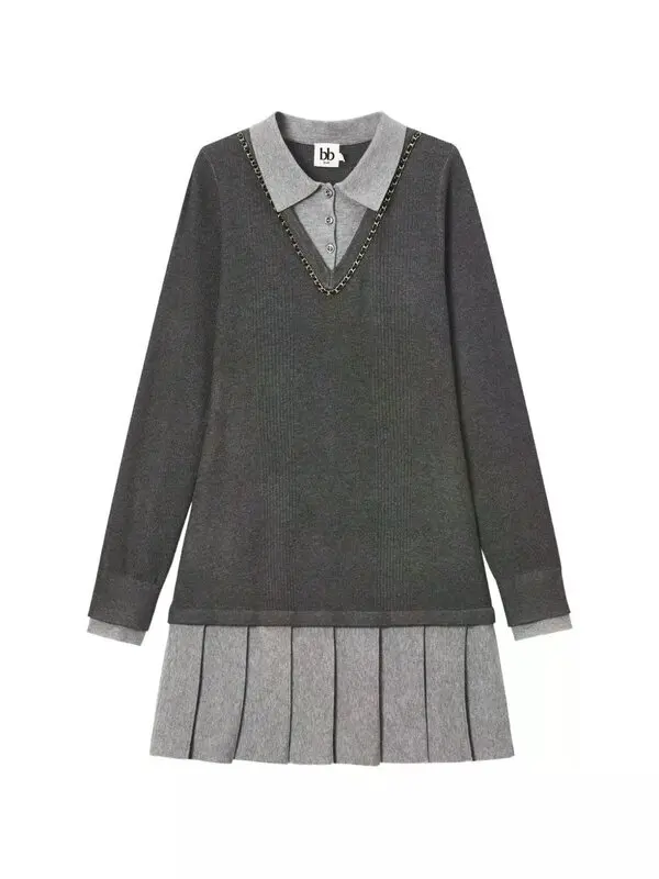 B+AB Chain-embellished Pleated Mini Dress