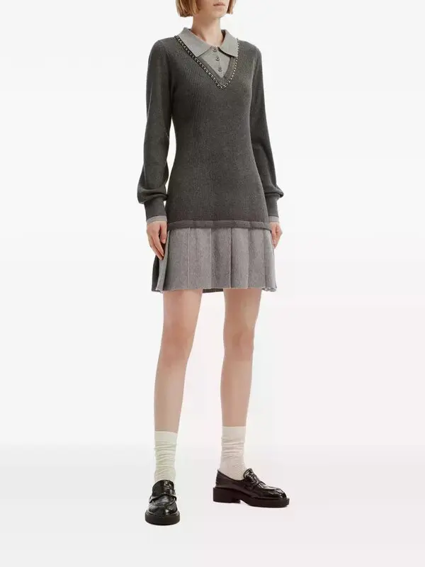 B+AB Chain-embellished Pleated Mini Dress