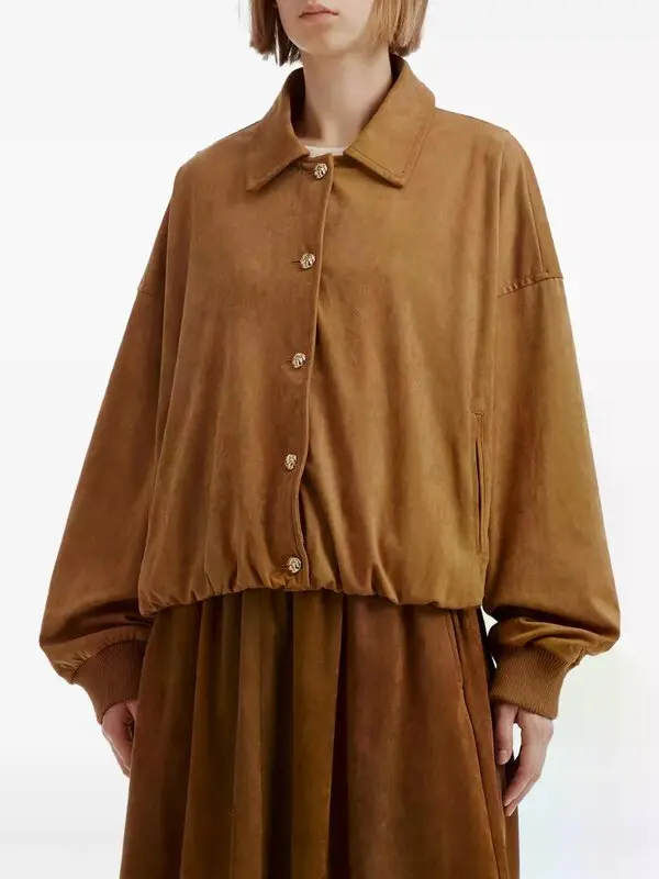 TOUT A COUP Faux-suede Button-up Jacket - Brown