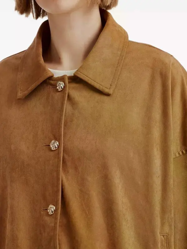 TOUT A COUP Faux-suede Button-up Jacket - Brown