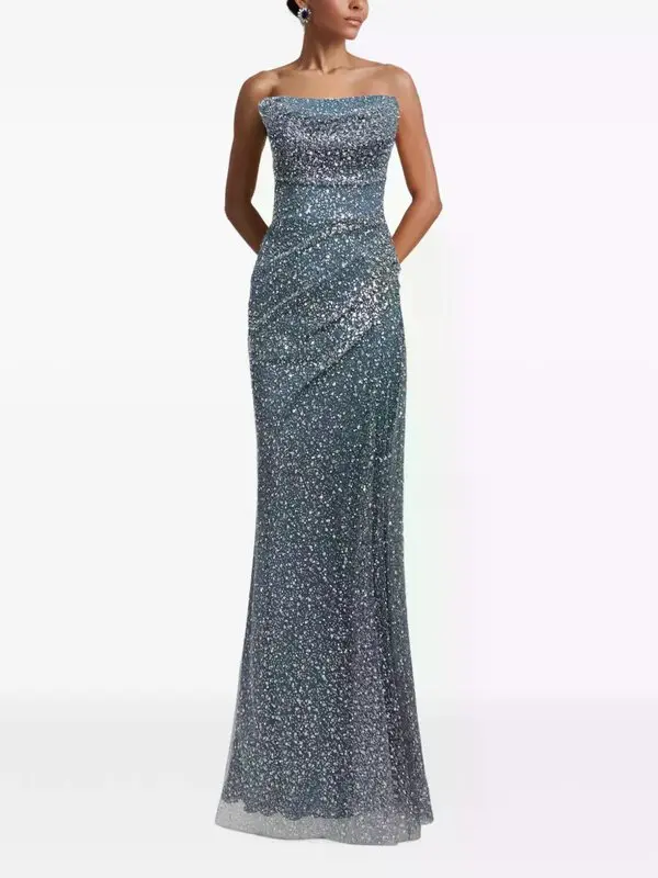 GEMY MAALOUF Strapless Embroidered Gown