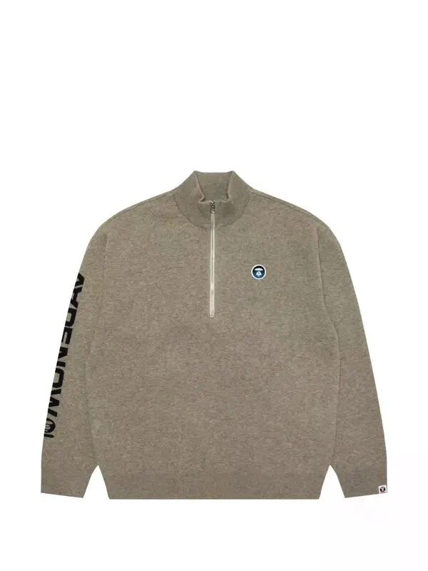 AAPE BY *A BATHING APE Aapenow Logo-print Half-zip Sweater - Grey