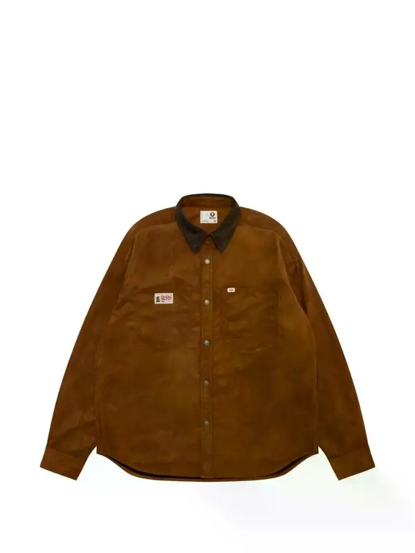AAPE BY *A BATHING APE College Contrast-collar Logo-patch Shirt - Brown